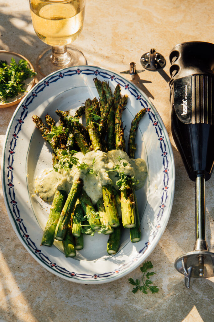 Groene asperges met saus gribiche - Bamix